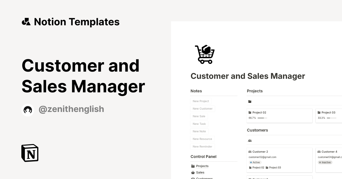 Customer and Sales Manager Template | Notion Marketplace