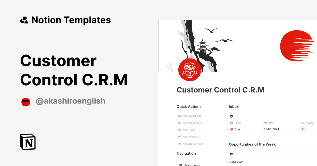 Customer Control C.R.M Template by Akashiro | English | Notion Marketplace