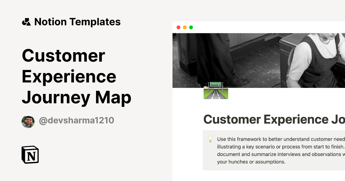 Customer Experience Journey Map Template by Dev Sharma | Notion Marketplace