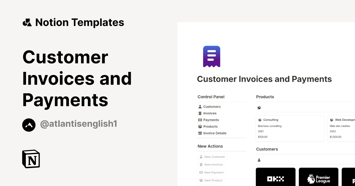 Customer Invoices and Payments Template | Notion Marketplace