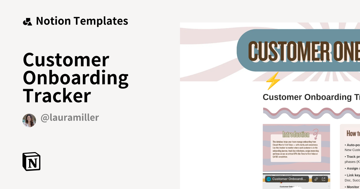 Customer Onboarding Tracker Template | Notion Marketplace