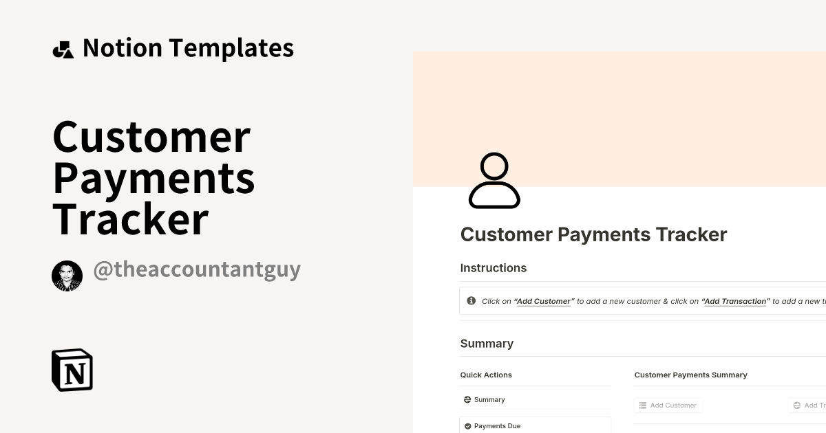 Customer Payments Tracker Template | Notion Marketplace