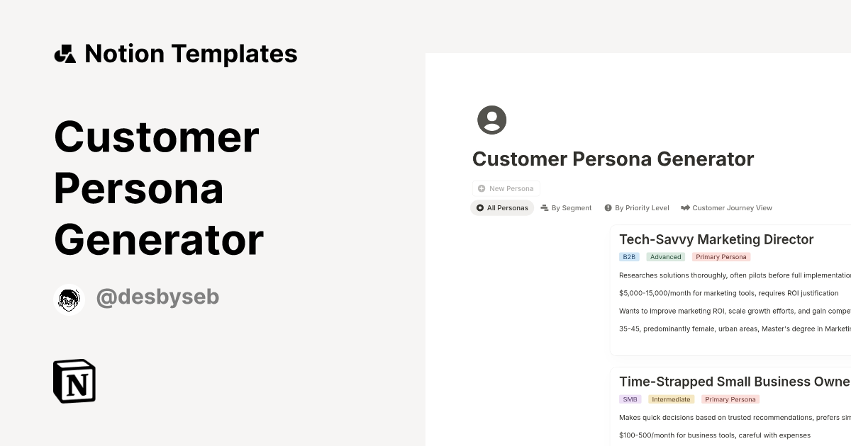 Customer Persona Generator Template | Notion Marketplace