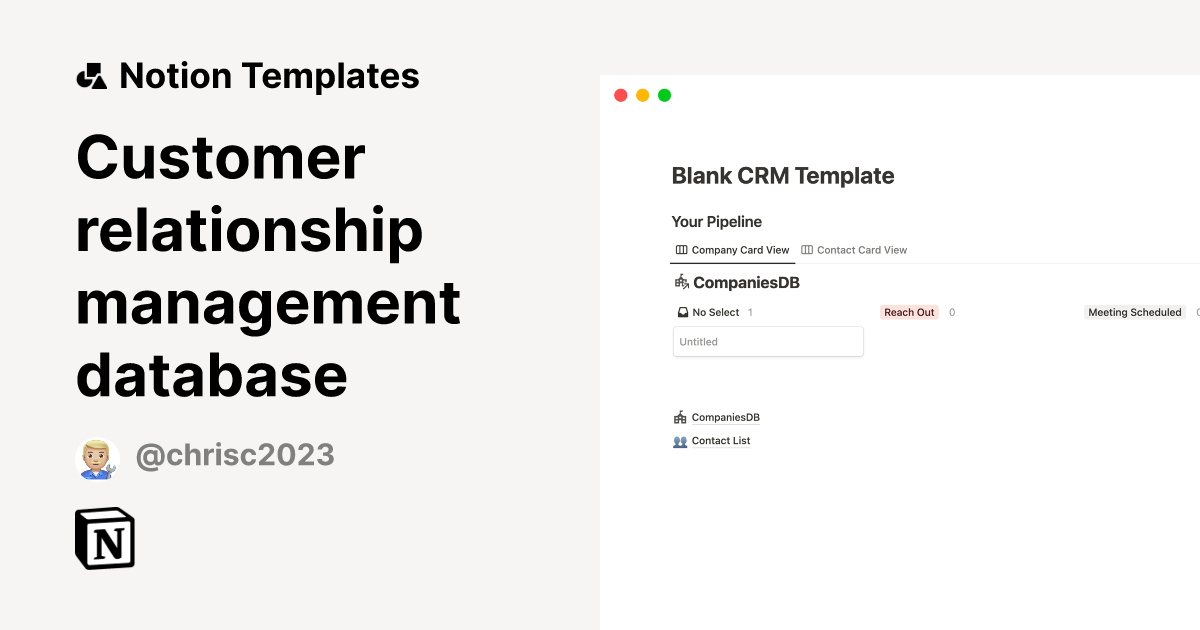 Customer relationship management database Template | Notion Marketplace