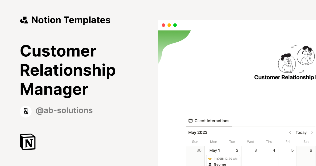 Customer Relationship Manager Template by AB Solutions | Notion Marketplace