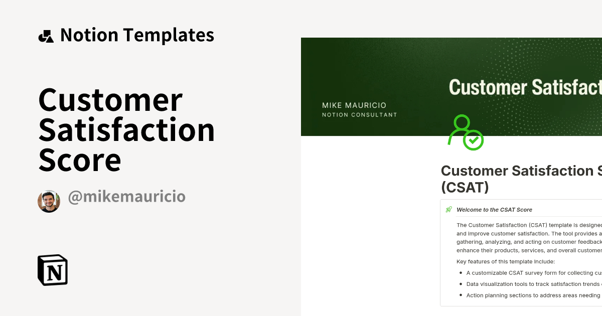 Customer Satisfaction Score Template | Notion Marketplace