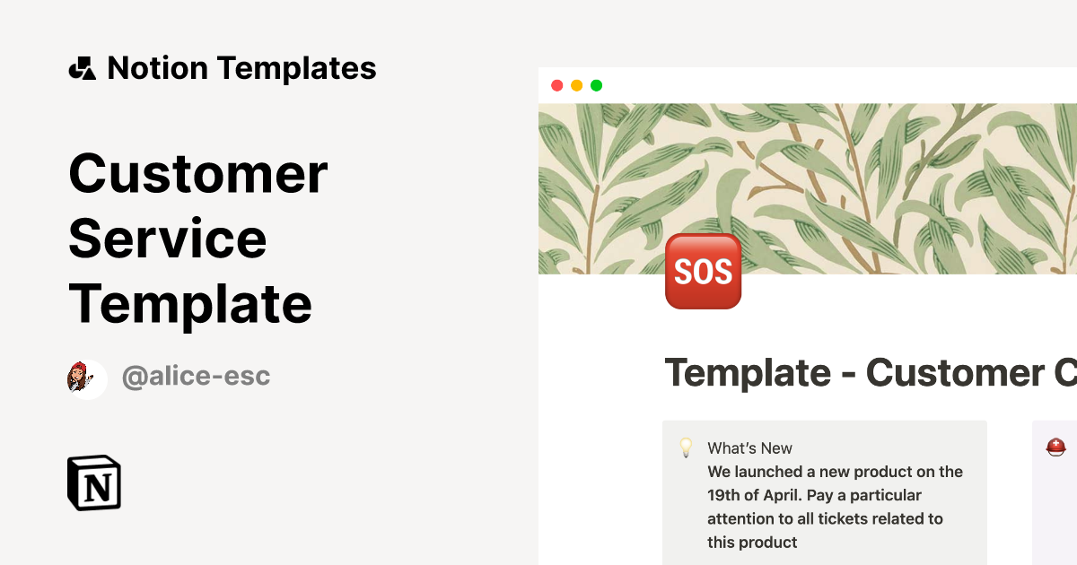 Customer Service Template Template by Alice Esc | Notion Marketplace
