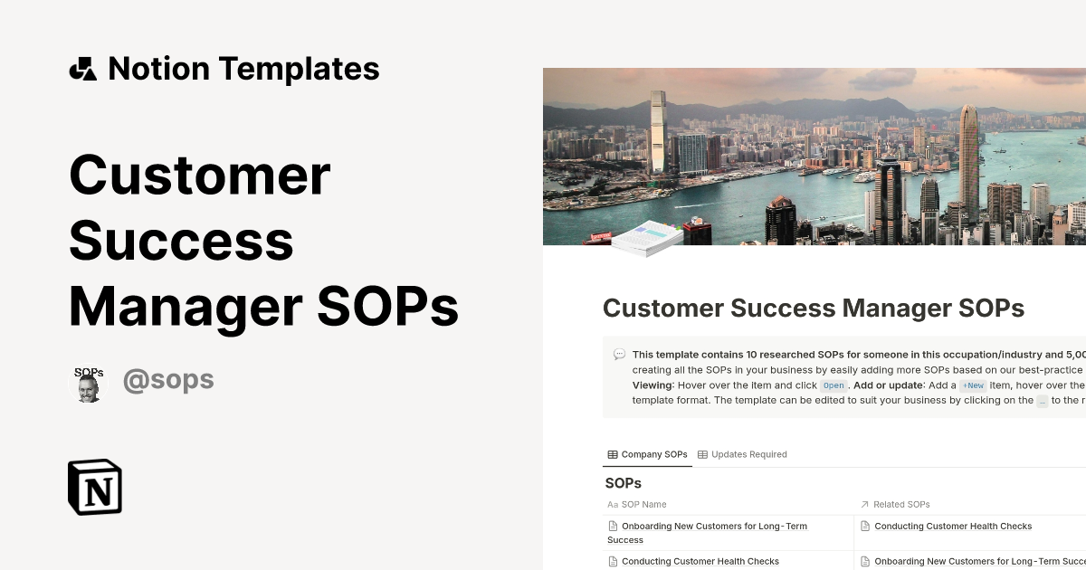Customer Success Manager SOPs Template by SOPs | Notion Marketplace