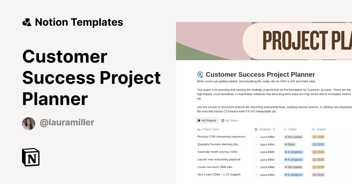 🌱 Customer Success Project Planner Template | Notion Marketplace