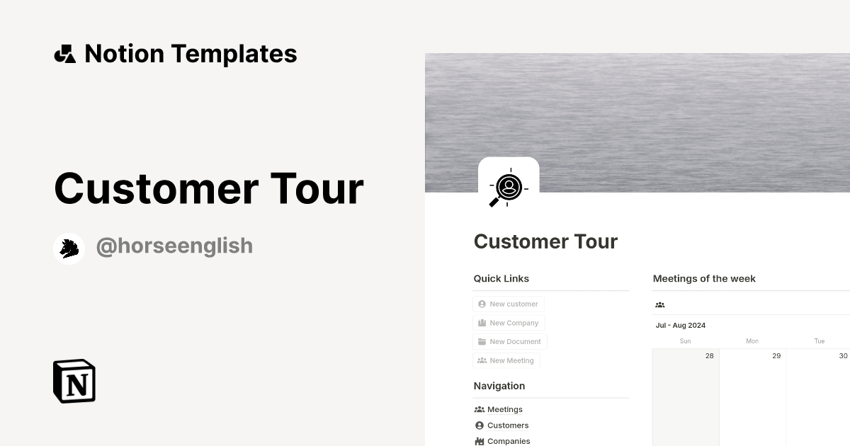 Customer Tour Template by Horse | Notion Marketplace