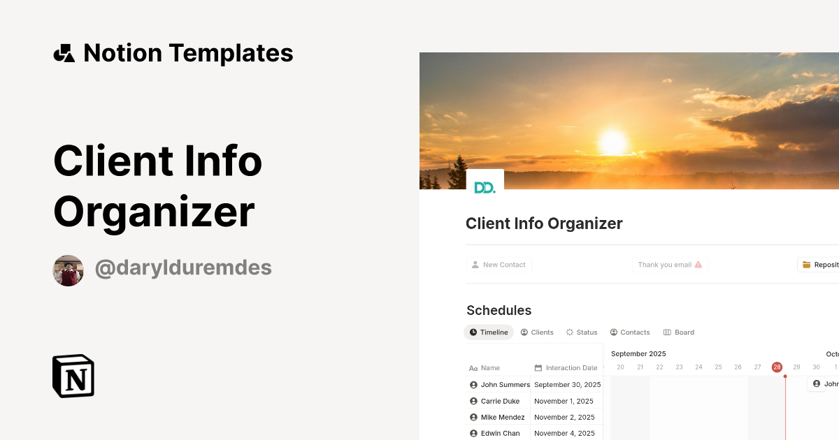 Client Info Organizer Template By Daryl Duremdes Notion Marketplace