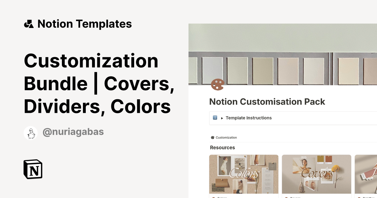 Customization Bundle | Covers, Dividers, Colors Template | Notion Marketplace