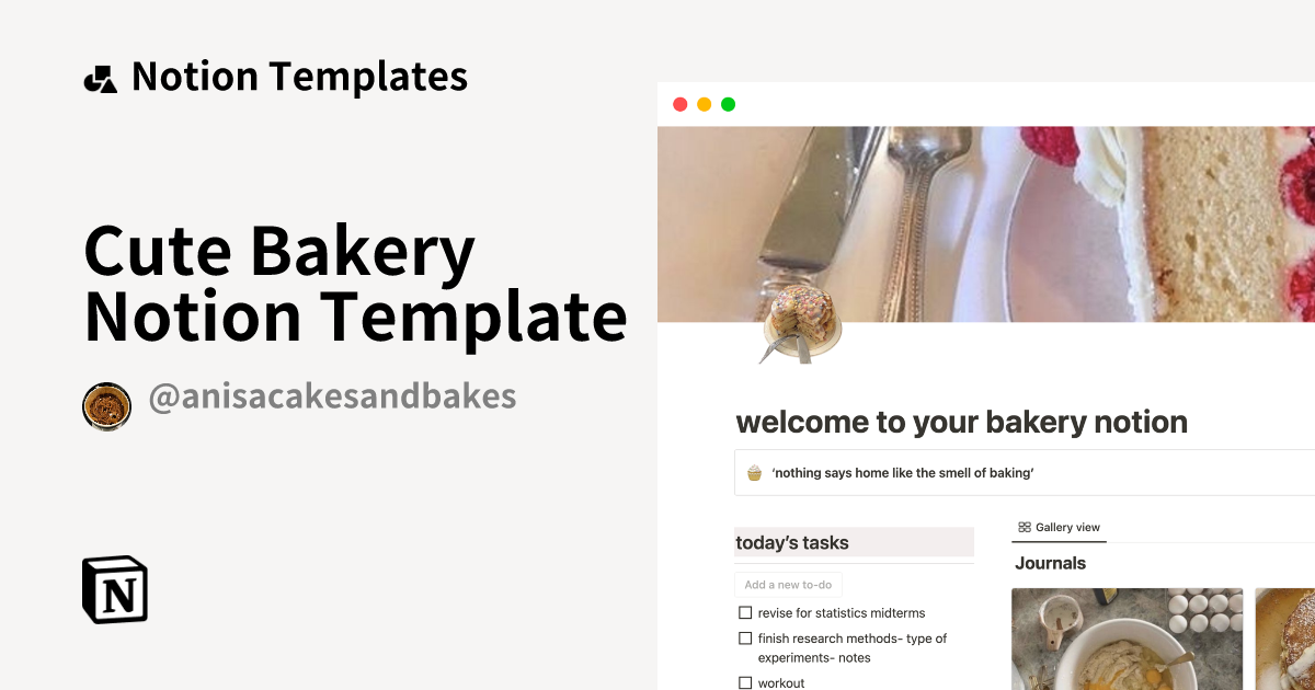 Cute Bakery Notion Template Template | Notion Marketplace
