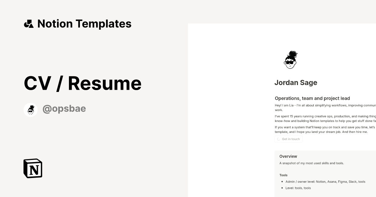 CV / Resume Template | Notion Marketplace