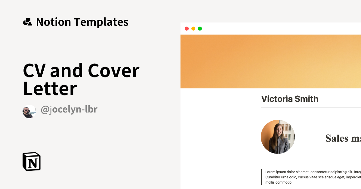 CV and Cover Letter Template | Notion Marketplace