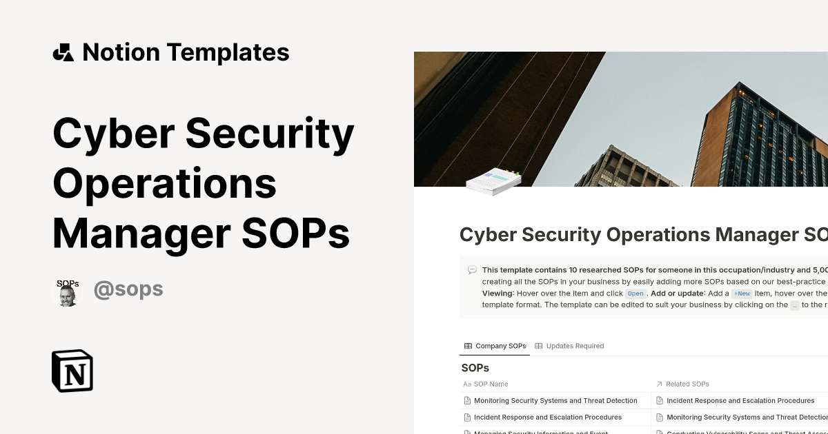 Cyber Security Operations Manager SOPs Template by SOPs | Notion ...
