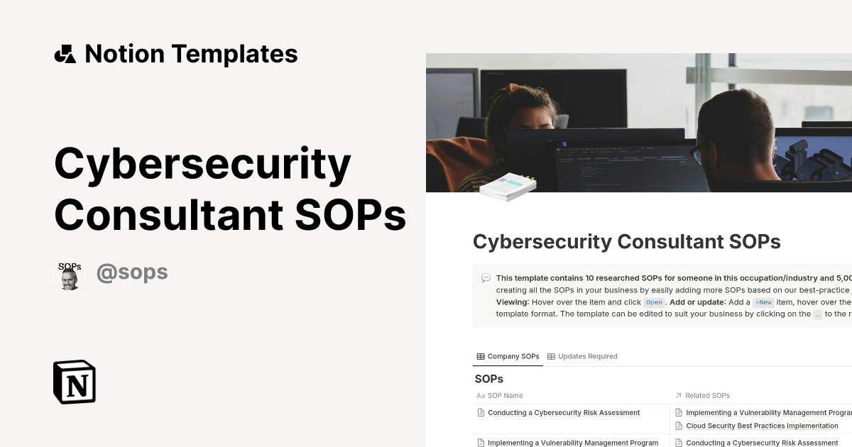 Cybersecurity Consultant SOPs Template by SOPs | Notion Marketplace