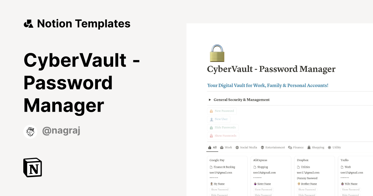 CyberVault - Password Manager Template | Notion Marketplace
