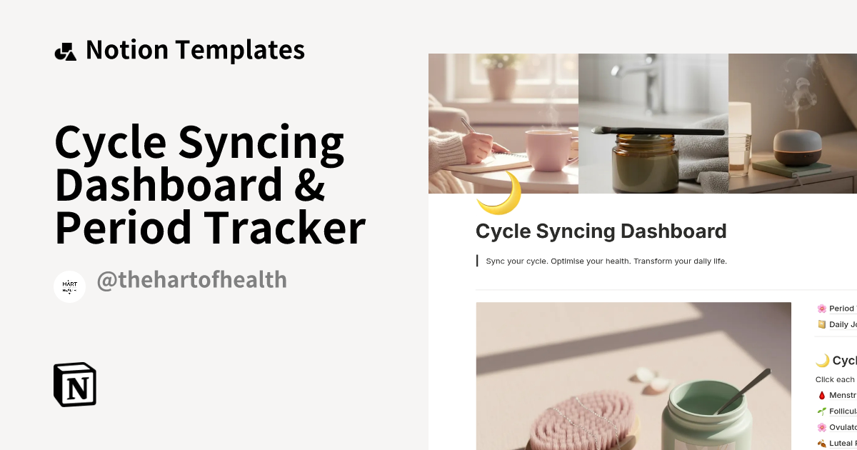Cycle Syncing Dashboard & Period Tracker Template | Notion Marketplace