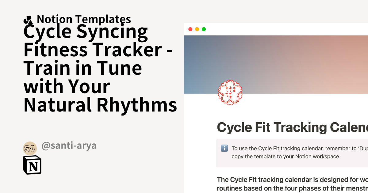 Cycle Syncing Fitness Tracker - Train in Tune with Your Natural Rhythms Template by Santi Arya ...