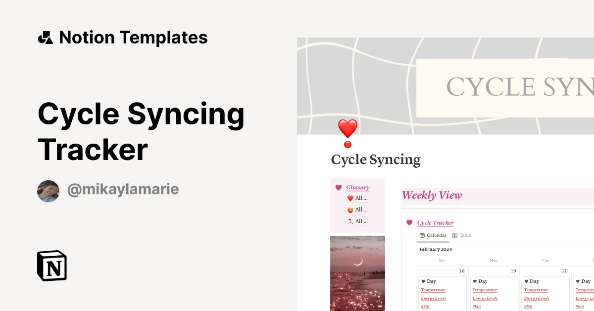 Cycle Syncing Tracker Template | Notion Marketplace