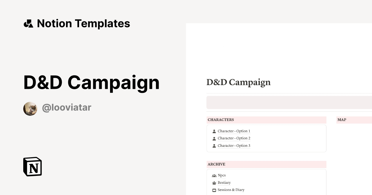 D D Campaign Template By Loviatar Notion Marketplace