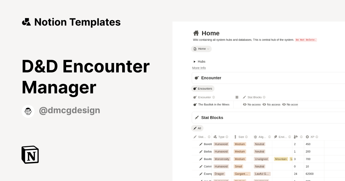 D&D Encounter Manager Template by DMCG Design | Notion Marketplace