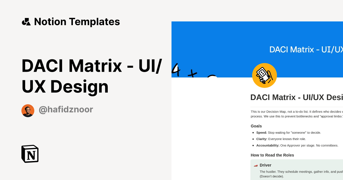 DACI Matrix - UI/UX Design Template | Notion Marketplace