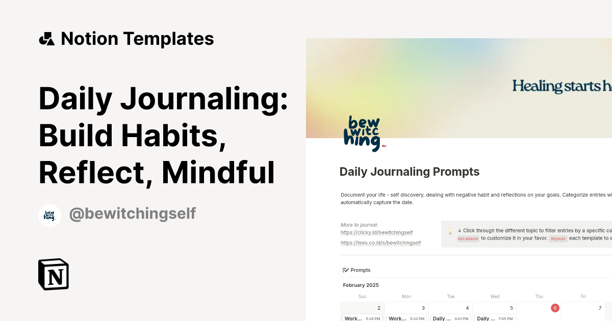 Daily Journaling: Build Habits, Reflect, Mindful Template by ...