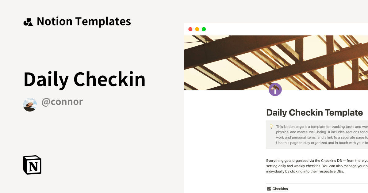 Daily Checkin Template | Notion Marketplace