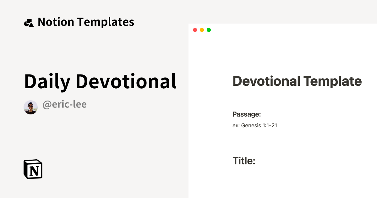 Daily Devotional Template by Eric Lee | Notion Marketplace