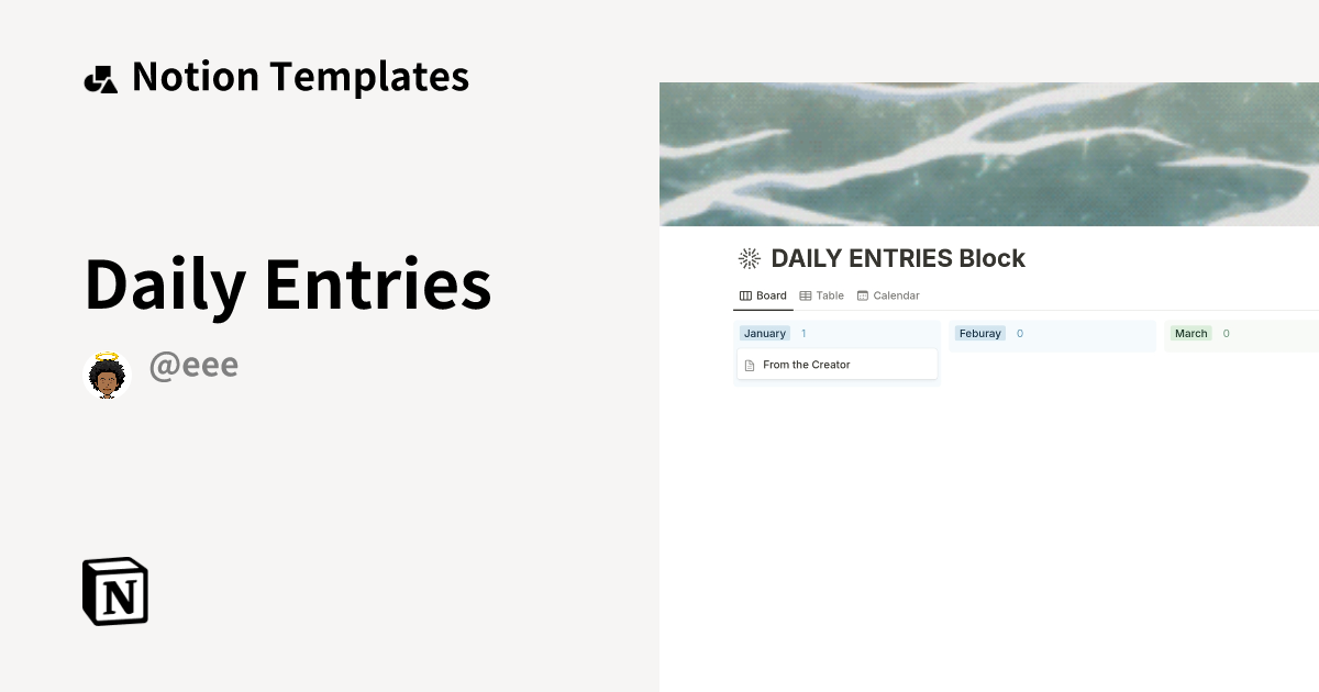 Daily Entries Template | Notion Marketplace