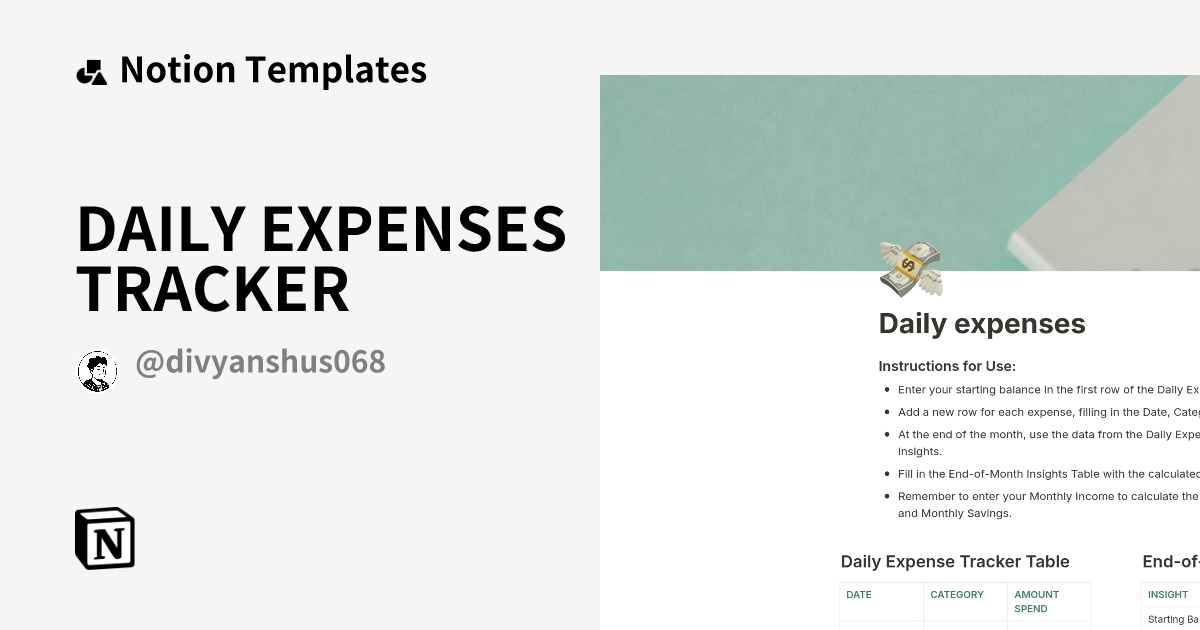 DAILY EXPENSES TRACKER Template | Notion Marketplace