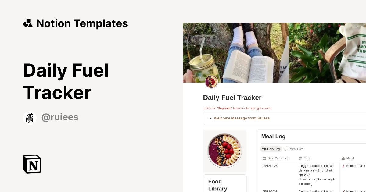 Daily Fuel Tracker Template | Notion Marketplace