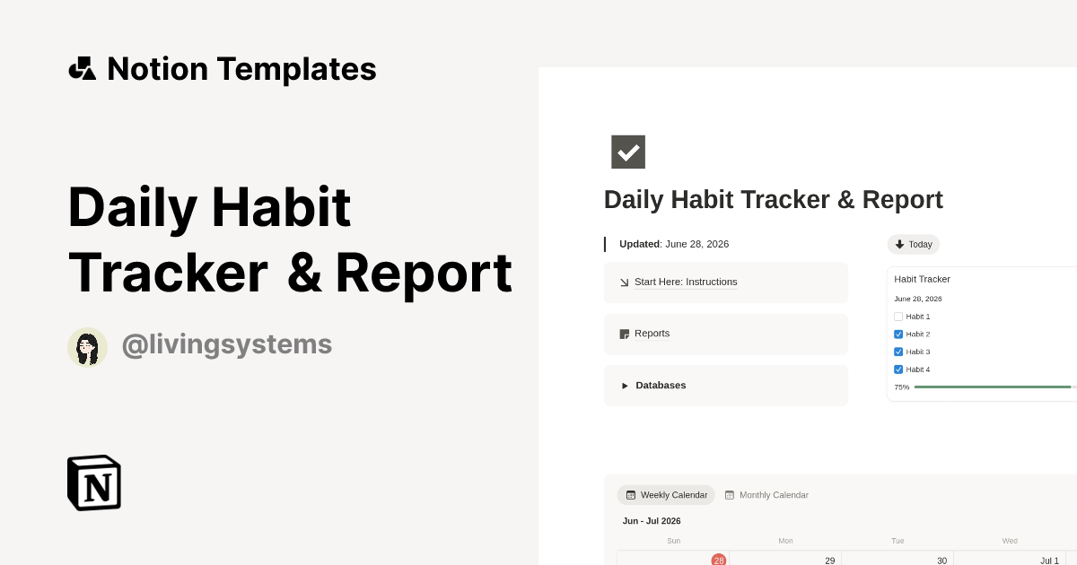 Daily Habit Tracker & Report Template | Notion Marketplace