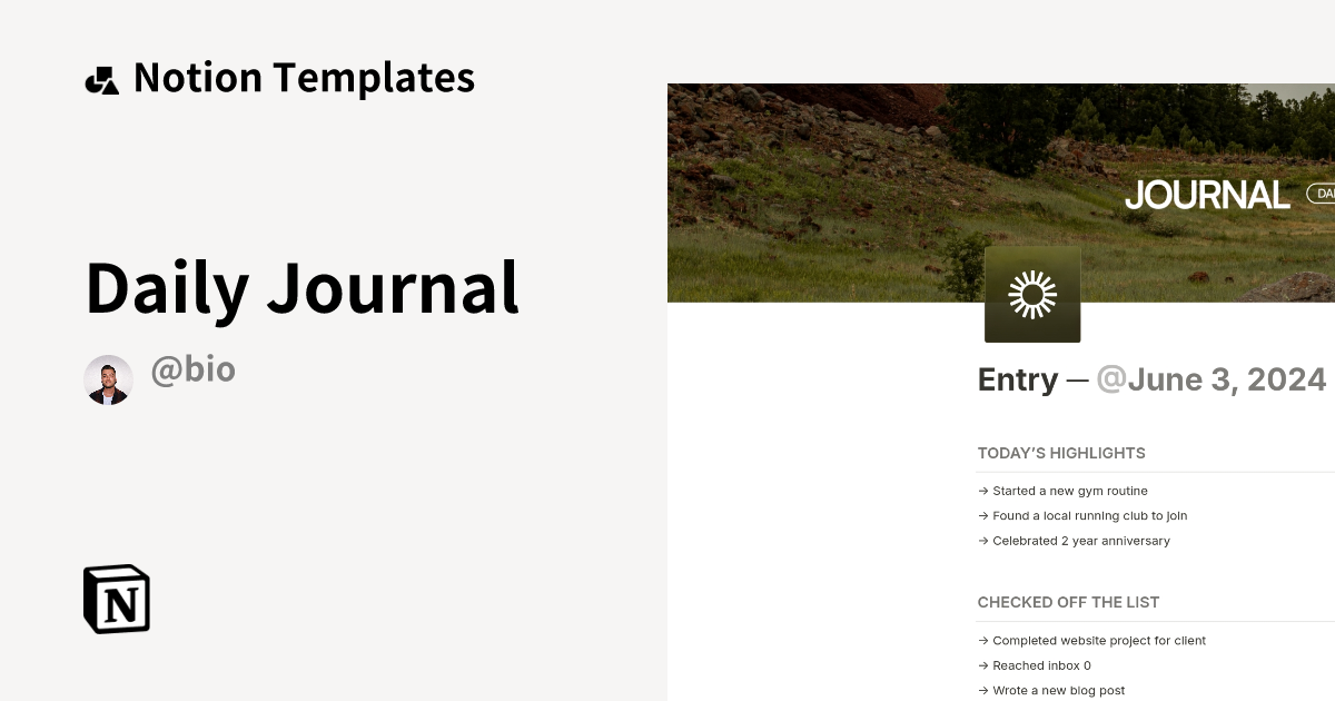 Daily Journal Template by Matt Bio | Notion Marketplace