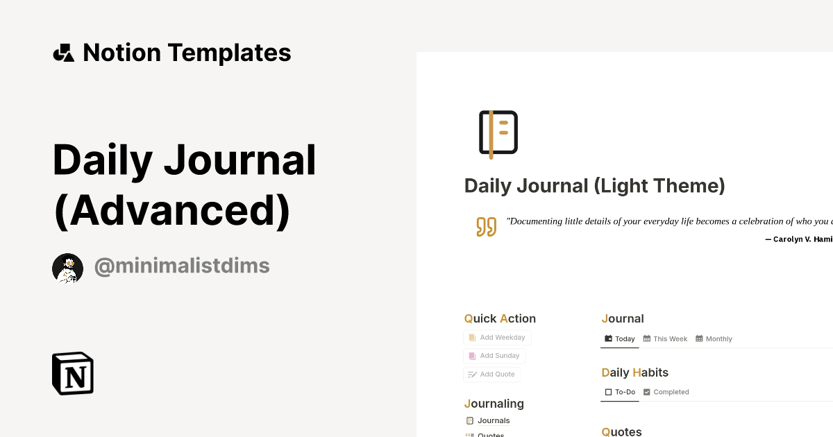 Daily Journal (Advanced) Template | Notion Marketplace