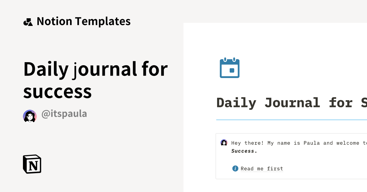 Daily journal for success Template by Paula | Notion Marketplace