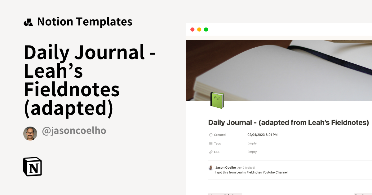Daily Journal - Leah’s Fieldnotes (adapted) Template by Jason C ...
