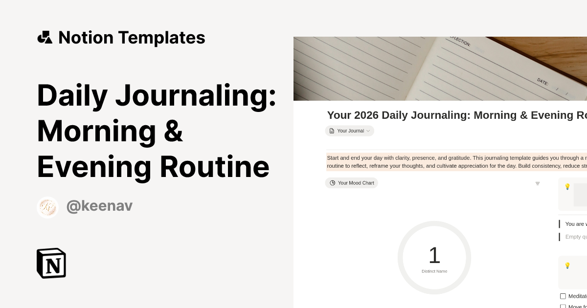 Daily Journaling: Morning & Evening Routine Template | Notion Marketplace