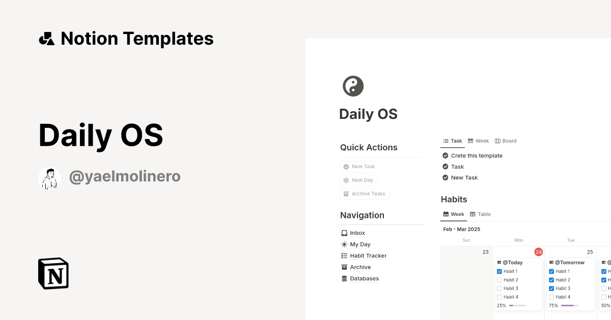 Daily OS Template by Yael M | Notion Marketplace
