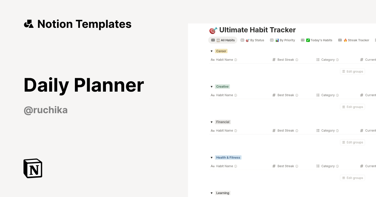 Daily Planner Template | Notion Marketplace