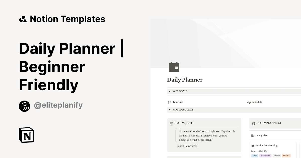 Daily Planner | Beginner Friendly Template | Notion Marketplace
