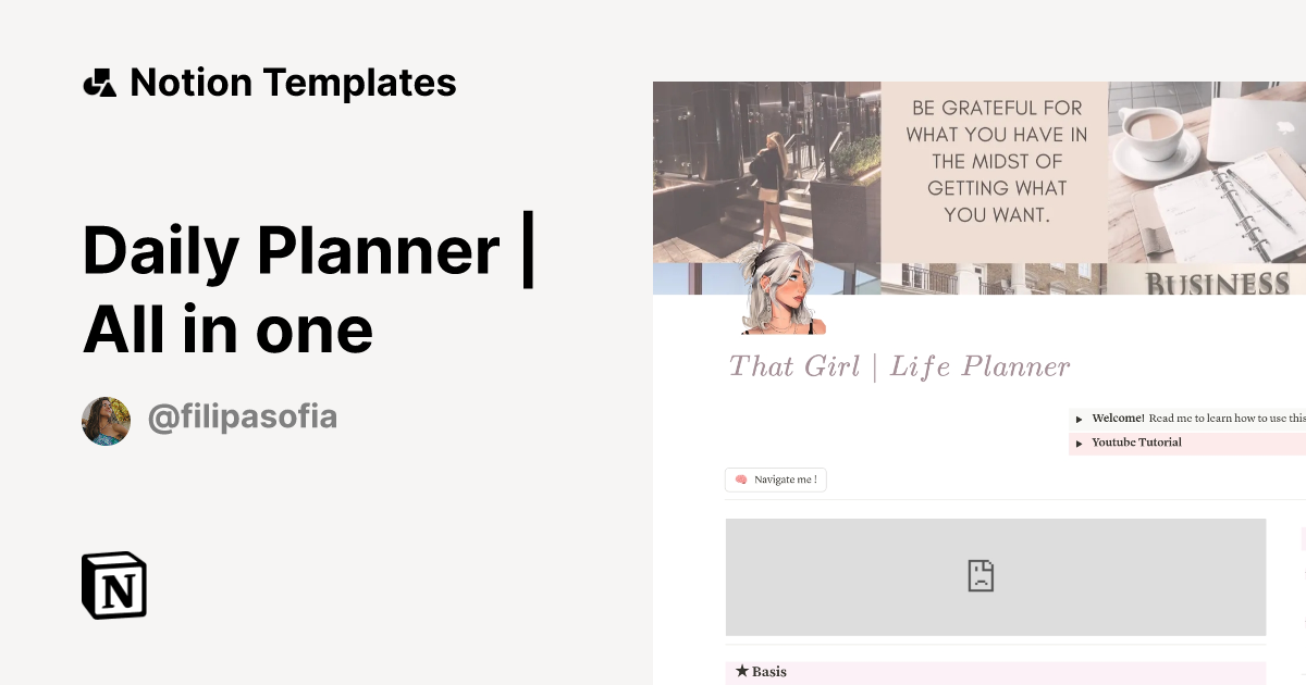 Daily Planner | All in one Template by Filipa Sofia 🌼 ADHD | Life | Notion Marketplace