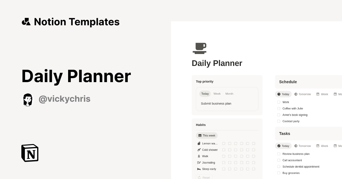 Daily Planner Template | Notion Marketplace