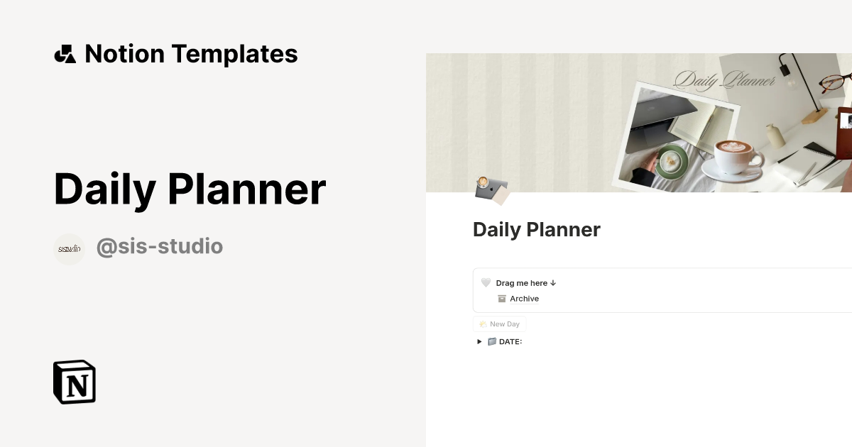 Daily Planner Template by sis studio | Notion Marketplace