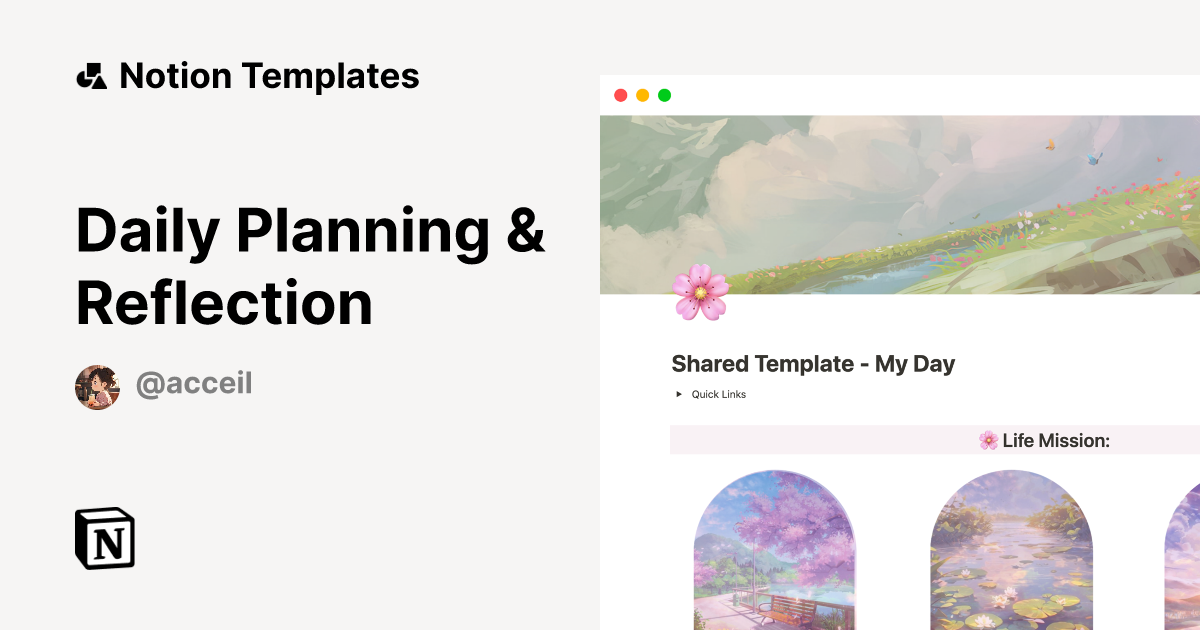 Daily Planning & Reflection Template by Cecelia | Notion Marketplace