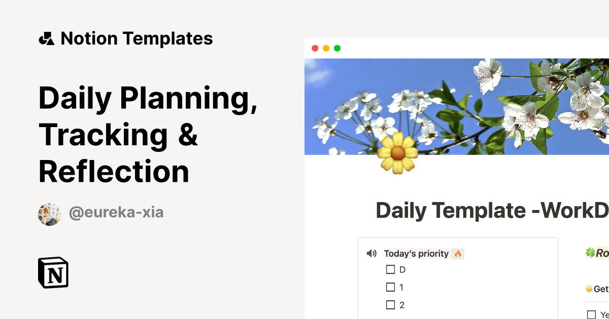 Daily Planning, Tracking & Reflection Template | Notion Marketplace