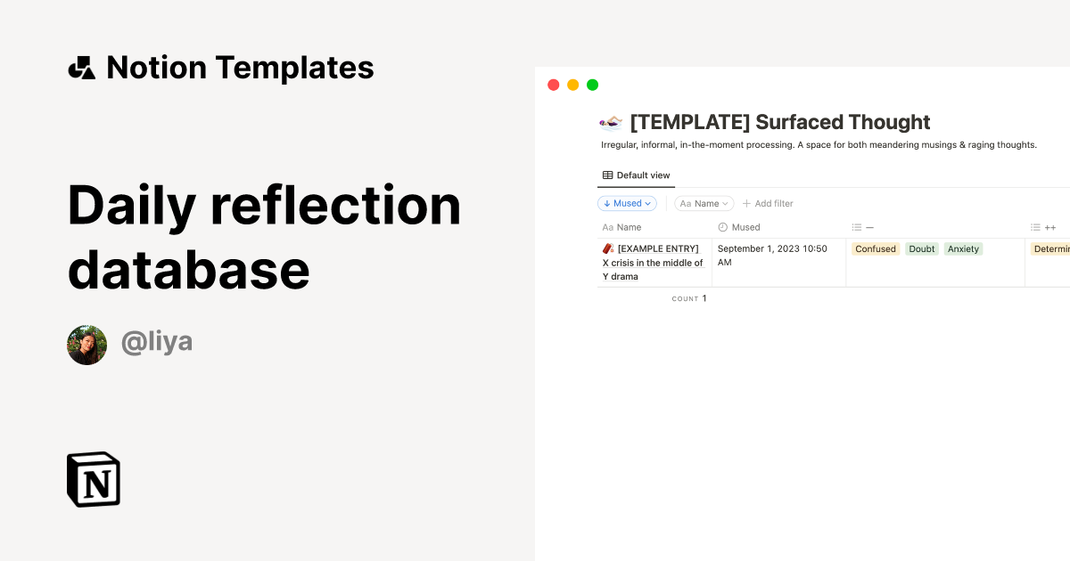 Daily reflection database Template | Notion Marketplace