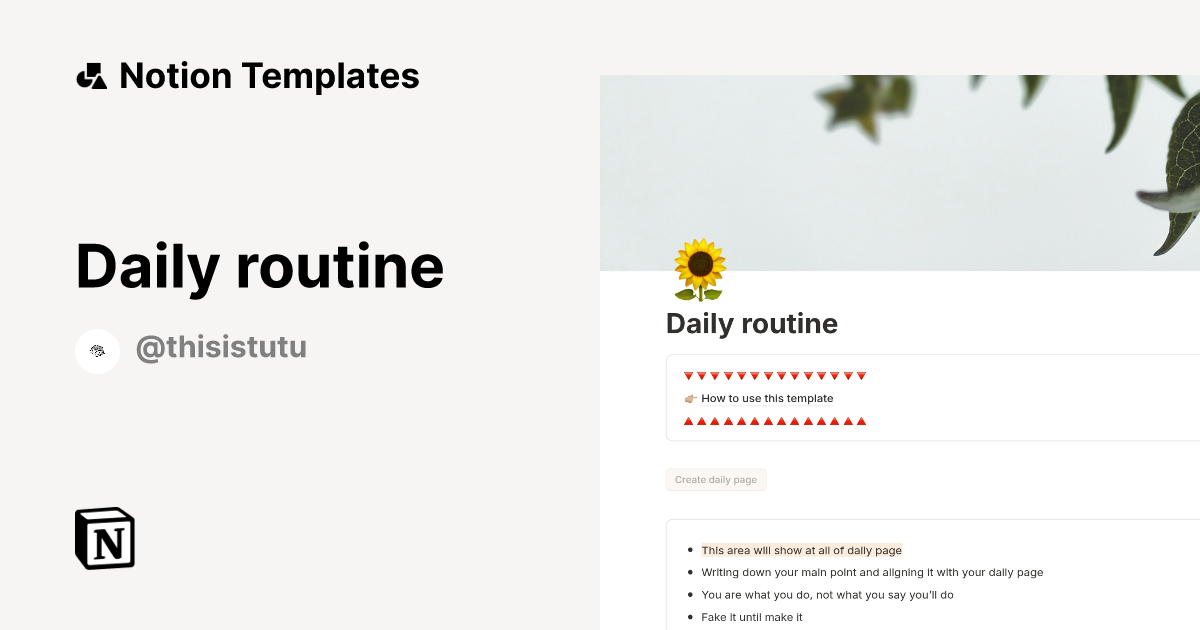 Daily routine Template | Notion Marketplace